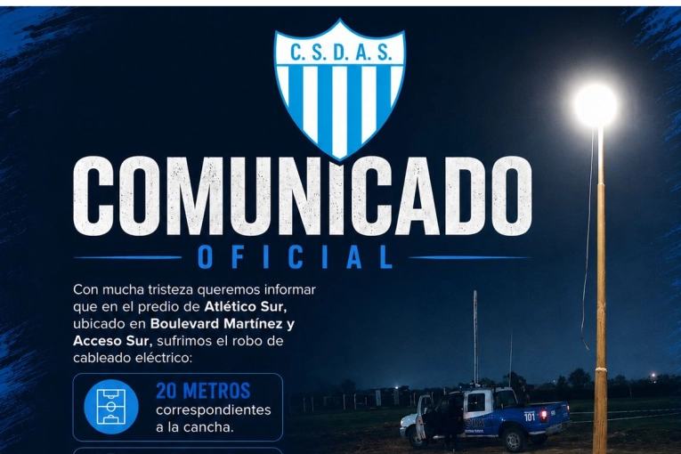 Robaron los cables de la cancha en Club Atlético Sur | Máxima Online